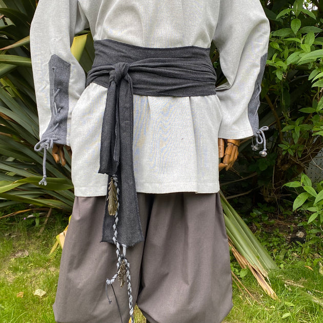 LARP Sash - Herringbone Black & Grey Wool – LARP Costumes