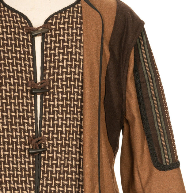 LARP Tunic With Ornate Panels and Braiding - Brown Wool – LARP Costumes