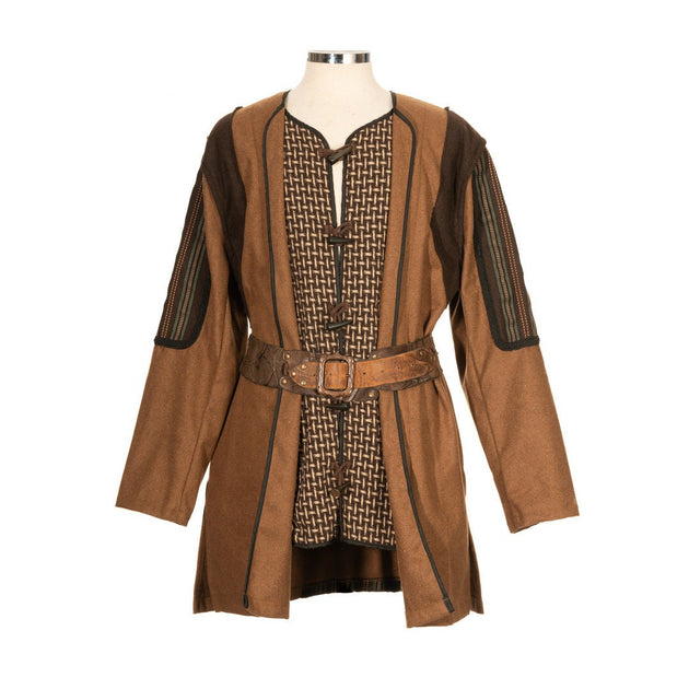LARP Tunic With Ornate Panels and Braiding - Brown Wool – LARP Costumes