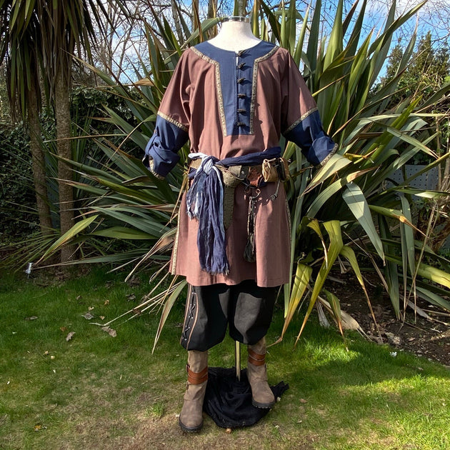 Viking Style Tunic With Toggles (Two-Tone Brown And Blue) – LARP Costumes