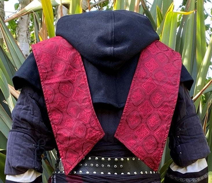 LARP Wrap Around Scarf Hood (Black and Red) – LARP Costumes