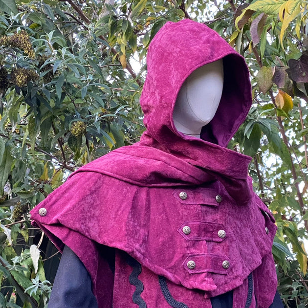 LARP Wrap around Hood - Red Suede Effect – LARP Costumes