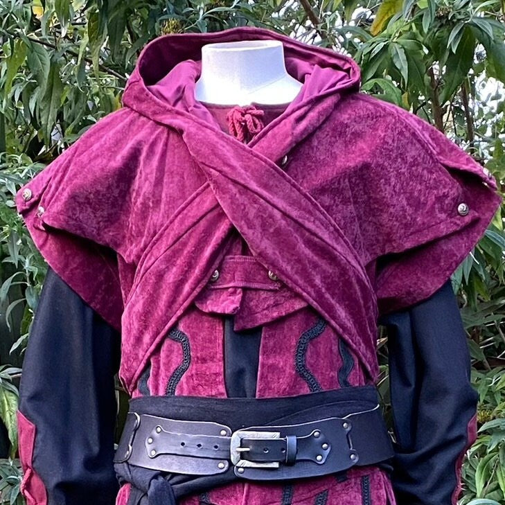 LARP Wrap around Hood - Red Suede Effect – LARP Costumes